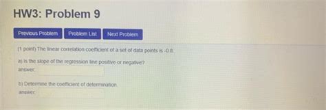 Solved 1 Point The Linear Correlation Coeficient Of A Set