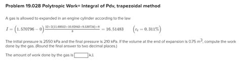 Solved Problem 19028 Polytropic Work Integral Of Pdv