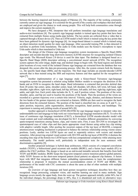 Pakistan Sign Language To Urdu Translator Using Kinect Pdf