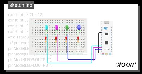 RUNNING LED STM Wokwi ESP STM Arduino Simulator