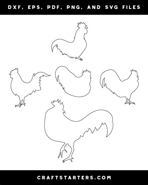 Rooster Outline Patterns Dfx Eps Pdf Png And Svg Cut Files