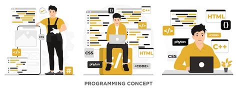 premium vector flat vector programming and coding concept illustration