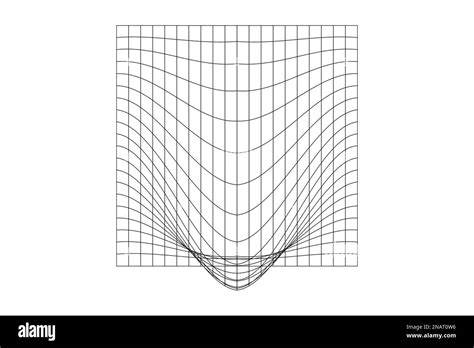 Distorted Outline Square Grid Warped Mesh Texture Futuristic Net With Convex Effect Geometric