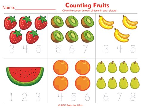 Counting Fruits Preschool Math Worksheet From Preschool Tracing Free