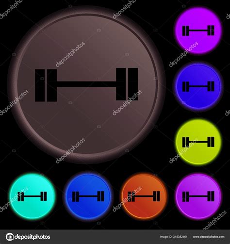 Dumbbell Icon Sign Symbol Eight Flat Buttons Vector Illustration Stock
