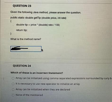 Solved Question 6 Given The Following Java Method Please