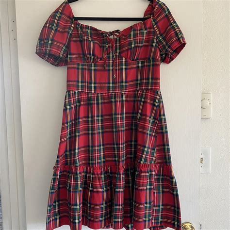 Plaid Milkmaid Dress Depop