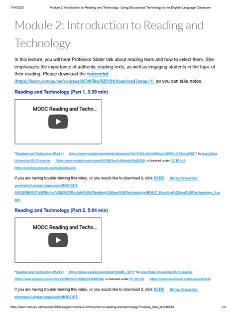 Module 2 Introduction To Reading And Technology Using Educational