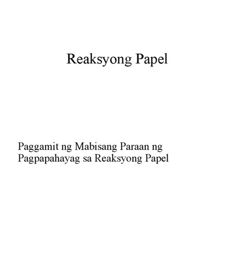 Reaksyong Papel Pdf