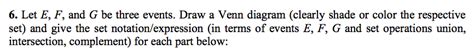 solved 6 let e f and g be three events draw a venn