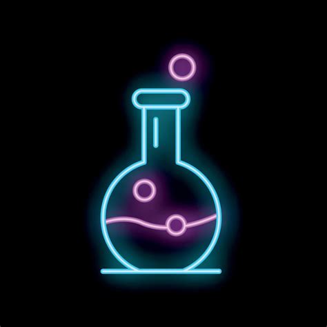 Neon Icon Of Chemical Flask Bubbling With Liquid On Black Background 52234653 Vector Art At Vecteezy