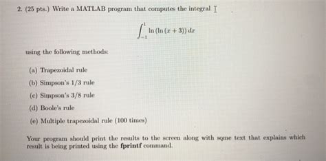 Solved 2 25 Pts Write A Matlab Program That Computes The
