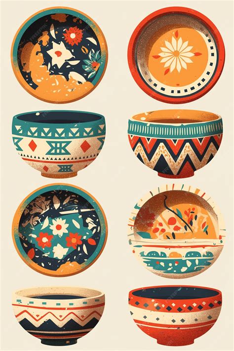 Premium Vector Indian Pottery Patterns With Traditional Shapes