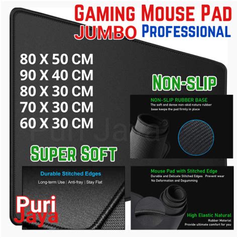 Jual Gaming Mousepad Hitam Tebal Polos 60cm X 30cm Mouse Pad 60x30cm 60x30 60x30cm Jakarta