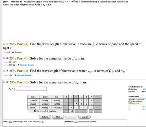 11 problem 4 an electromagnetic wave with frequency f 9 times