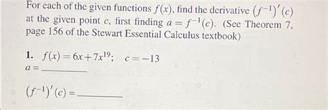 solved for each of the given functions f x ﻿find the