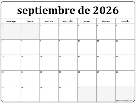 Septiembre De 2026 Calendario Gratis Calendario Septiembre