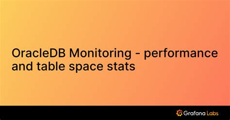 OracleDB Monitoring Performance And Table Space Stats Grafana Labs