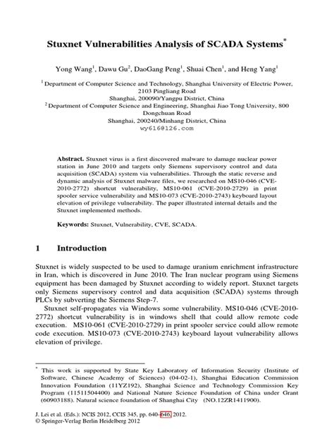 Stuxnet Vulnerabilities Analysis Of Scada Systems Pdf Scada Computing