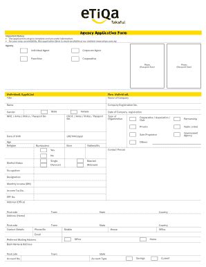 Fillable Online Agency Application Form - Etiqa Fax Email Print - pdfFiller