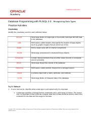 PLSQL 2 3 Practice Docx Academy Oracle Database Programming With