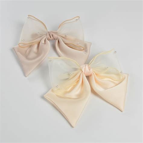 Ordinario Elegant Double Layer Bowknot Hair Clip With Faux Pearl