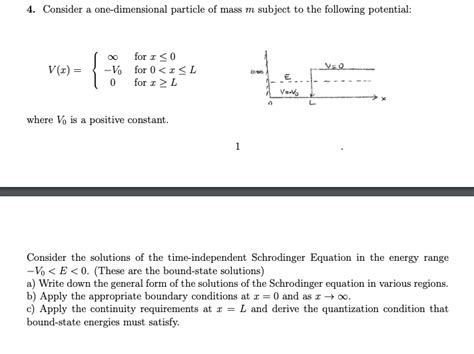 Solved 4 Consider A One Dimensional Particle Of Mass M