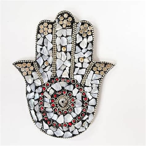 Pearl Hamsa Hand Incense Holder Mosaic Stones Home