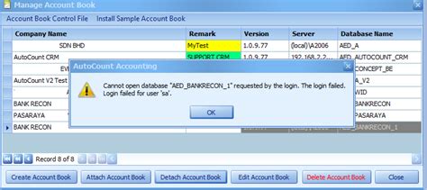Troubleshooting Detach Account Book Error Cannot Open Database Aed