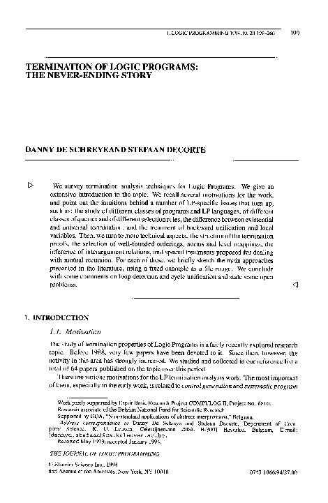 pdf termination of logic programs the never ending story danny de schreye and stefaan