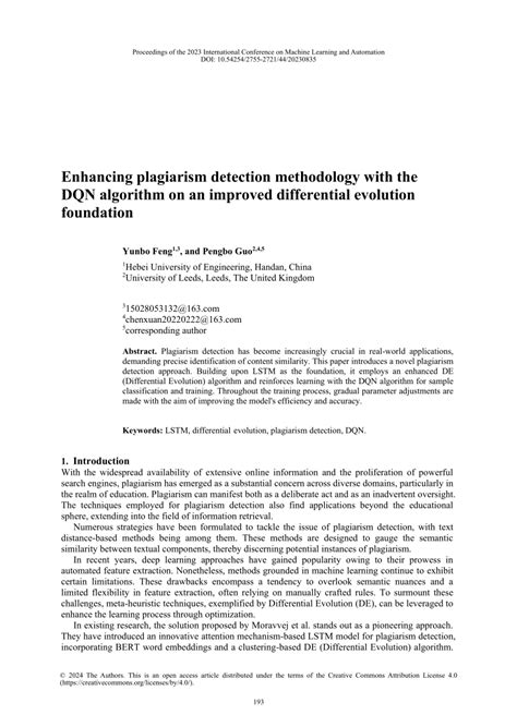 Pdf Enhancing Plagiarism Detection Methodology With The Dqn Algorithm On An Improved