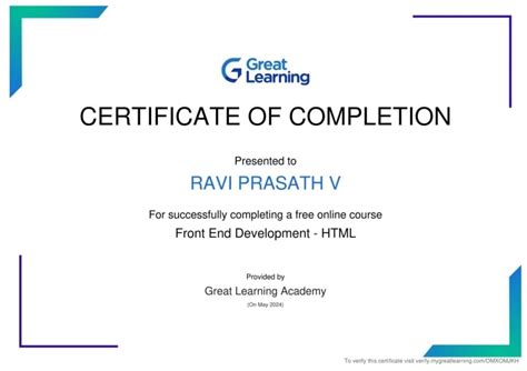 Ravi Prasath V On Linkedin Html Front End Development Certificate