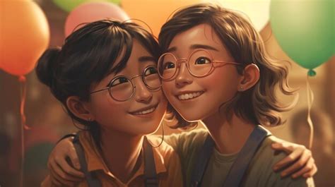 Premium AI Image Illustration Of Samesex Couples In Twodimensional Style 2d Style
