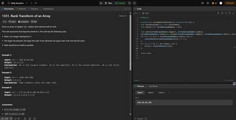 Problem Solved Rank Transform Of An Array Todays Coding Challenge Was