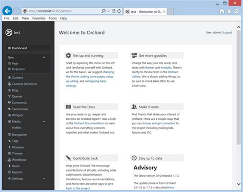 getting started with orchard cms installing orchard