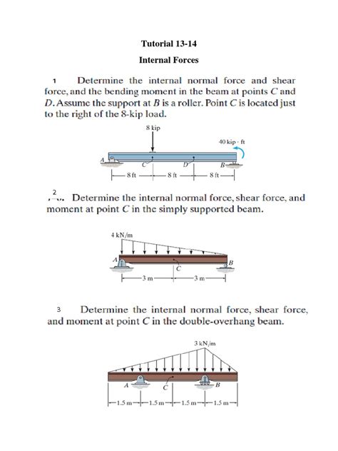 Tutorial Week 13 14 Distributed Forces And Internal Forces Pdf
