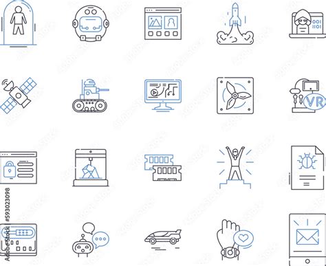 Cybersecurity Outline Icons Collection Cybersecurity Hacking Malware Encryption Phishing