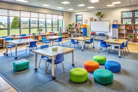 Classroom With Flexible Seating Options Stock Illustration Illustration Of Teacher Flexible