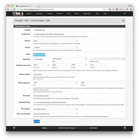 PfSense Port Settings For Asterisk FreePBX Outside Open