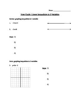 Linear Inequalities Note Guide By Laurence Loves Algebra TPT