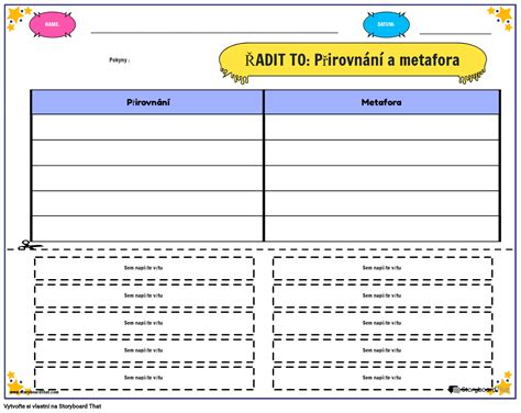 Přirovnání A Metafora Třídicích Činností Storyboard
