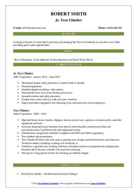 10 Tree Climber Resume Samples Templates For 2025