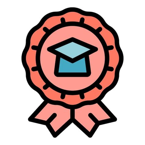 Studium Emblem Icon Umriss Vektor Kurs Seminar Online Schule Farbflach