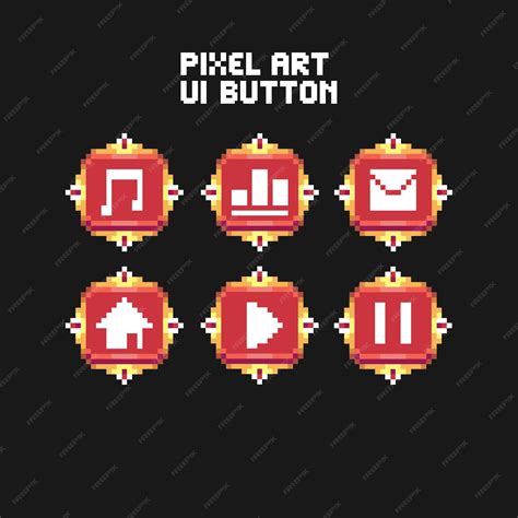 Premium Vector Pixel Art Ui Button Set