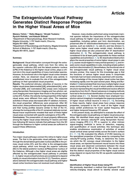 Pdf The Extrageniculate Visual Pathway Generates Distinct Response