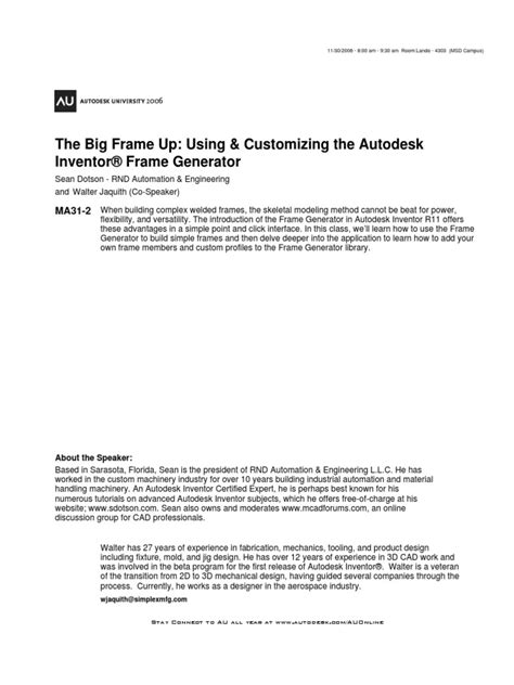 Using And Customizing The Autodesk Inventor® Frame Generator 401 Ma31 2