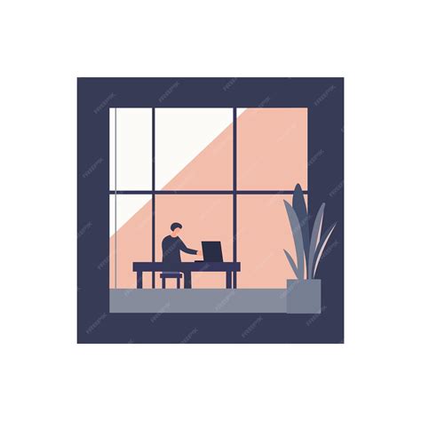 Человек работающий за ноутбуком векторное изображение Премиум векторы