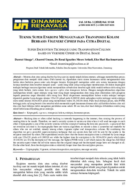 Pdf Teknik Super Enkripsi Menggunakan Transposisi Kolom Berbasis