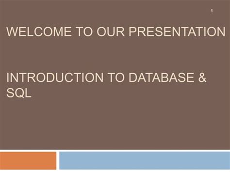 Introduction To Mysql