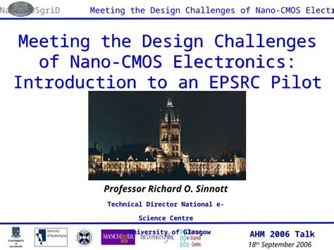 Ppt Ahm 2006 Talk 18 Th September 2006 Nanocmosgrid Meeting The Design Challenges Of Nano Cmos